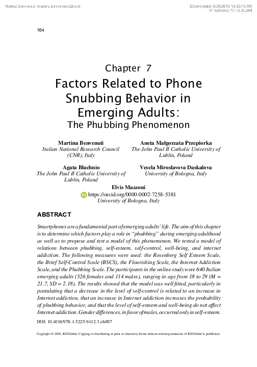 (PDF) Factors Related to Phone Snubbing Behavior in Emerging Adults ...