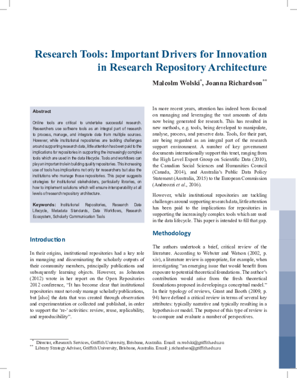 (PDF) Research Tools: Important Drivers for Innovation in Research ...