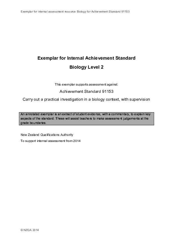 (PDF) Exemplar for internal assessment resource Biology for Achievement ...