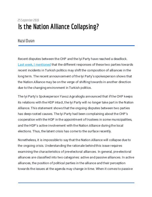 (PDF) Is the Nation Alliance Collapsing