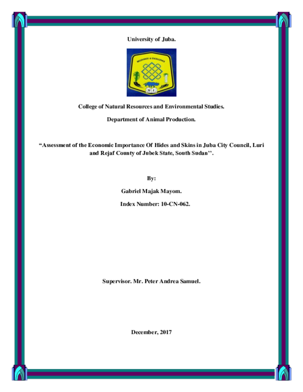 (PDF) "Assessment of the Economic Importance Of Hides and Skins in Juba ...