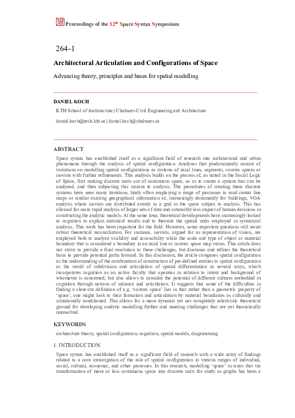 Pdf Architectural Articulation And Configurations Of Space Advancing