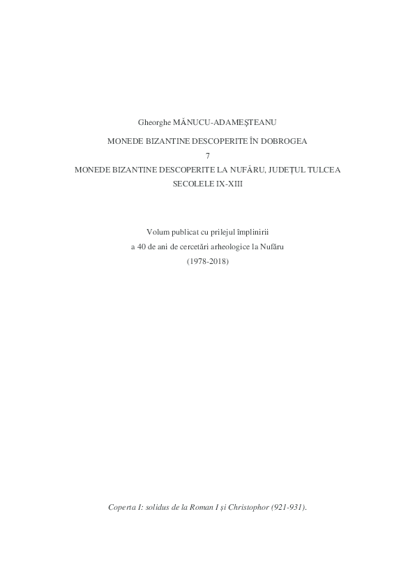 (PDF) Gheorghe MĂNUCU-ADAMEŞTEANU MONEDE BIZANTINE DESCOPERITE ÎN ...