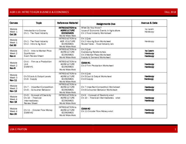 (DOC) AGRI 110 Calendar | Lisa Paxton - Academia.edu