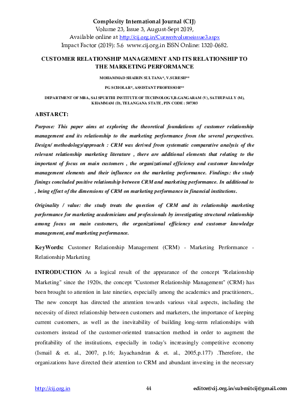 (PDF) CUSTOMER RELATIONSHIP MANAGEMENT AND ITS RELATIONSHIP TO THE ...