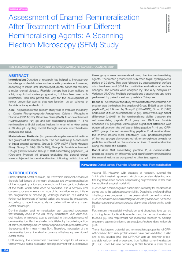 (PDF) Enamel Remineralisation