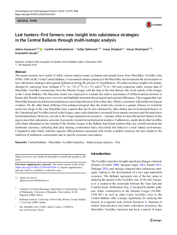 (PDF) Last hunters-first farmers: new insight into subsistence ...