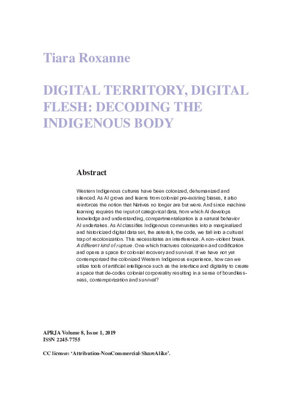 (PDF) DIGITAL TERRITORY, DIGITAL FLESH: DECODING THE INDIGENOUS BODY