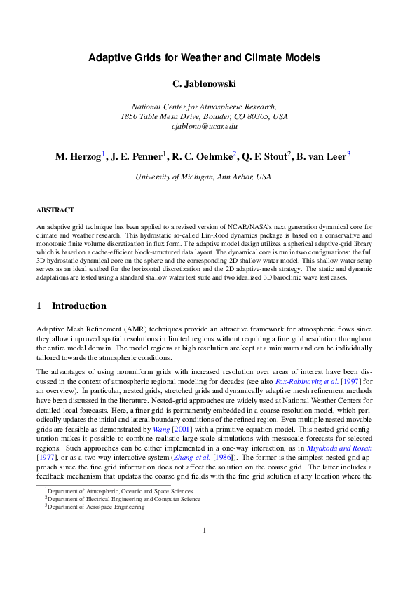 (PDF) Adaptive grids for weather and climate models