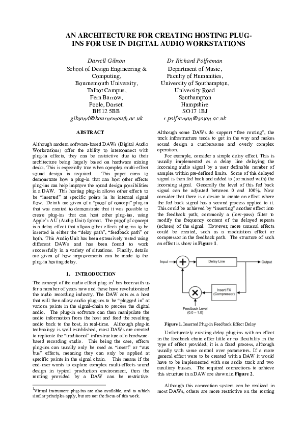 (PDF) AN ARCHITECTURE FOR CREATING HOSTING PLUG- INS FOR USE IN DIGITAL ...