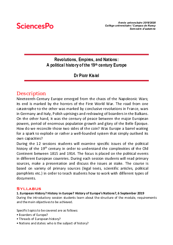 (PDF) Revolutions, Empires, and Nations: A political history of the ...