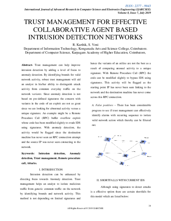 (PDF) TRUST MANAGEMENT FOR EFFECTIVE COLLABORATIVE AGENT BASED ...