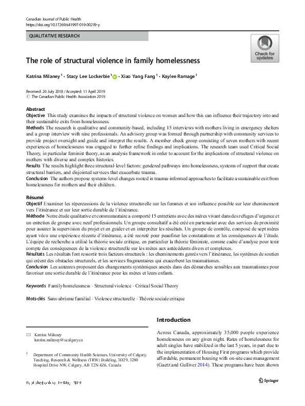 (PDF) The role of structural violence in family homelessness