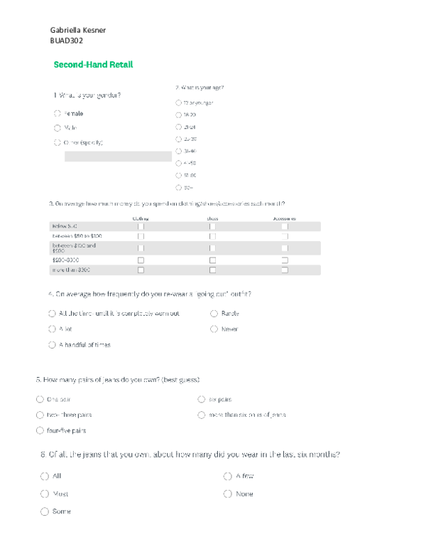 (DOC) Survey Retail Questionnaire | gab kes - Academia.edu