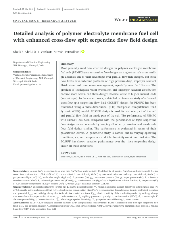(PDF) Flow Field Design for a Polymer Electrolyte Unitized Reversible ...