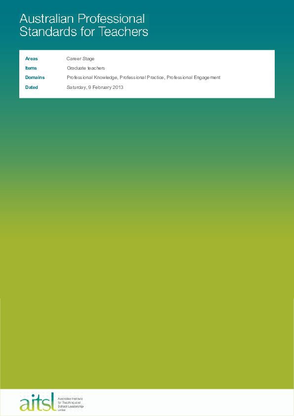 (PDF) Australian Professional Standards for Graduate Teachers(1)