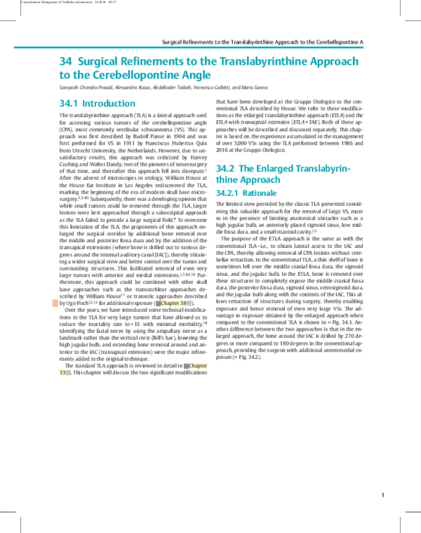 (PDF) Surgical Refinements to the Translabyrinthine Approach to the ...