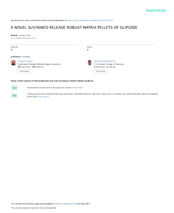 (PDF) SR Matrix Pellets IJPSR