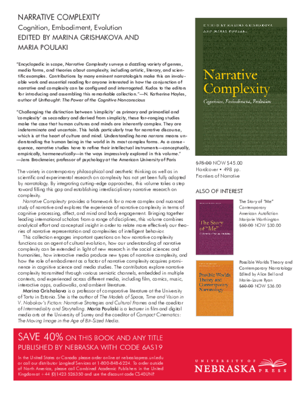 (PDF) Narrative Complexity: Cognition, Embodiment, Evolution ...