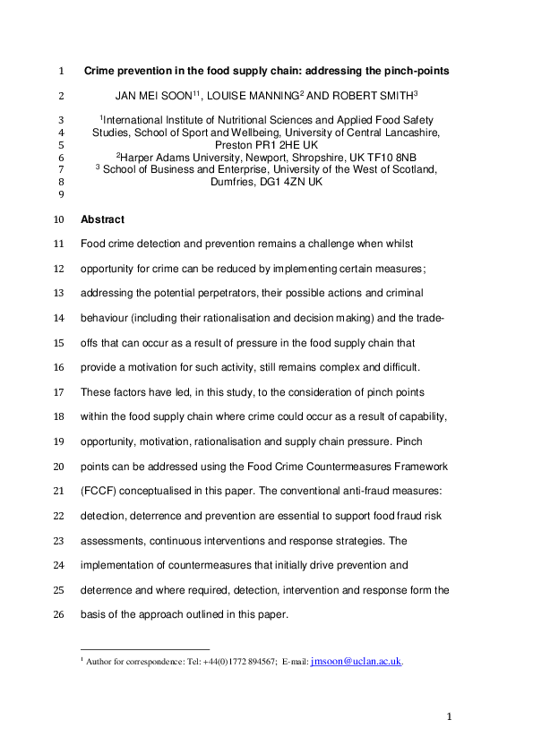 (DOC) Crime prevention in the food supply chain: addressing the pinch ...