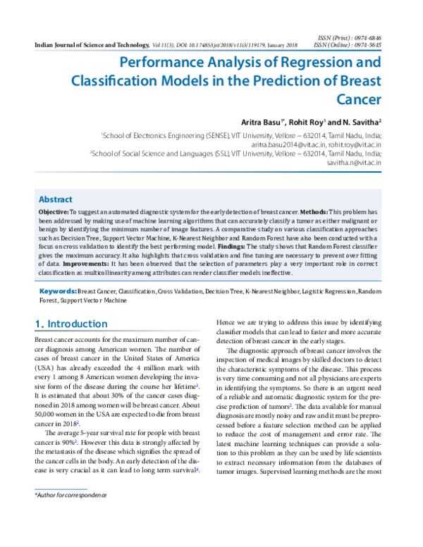 Pdf Performance Analysis Of Regression And Classification Models In