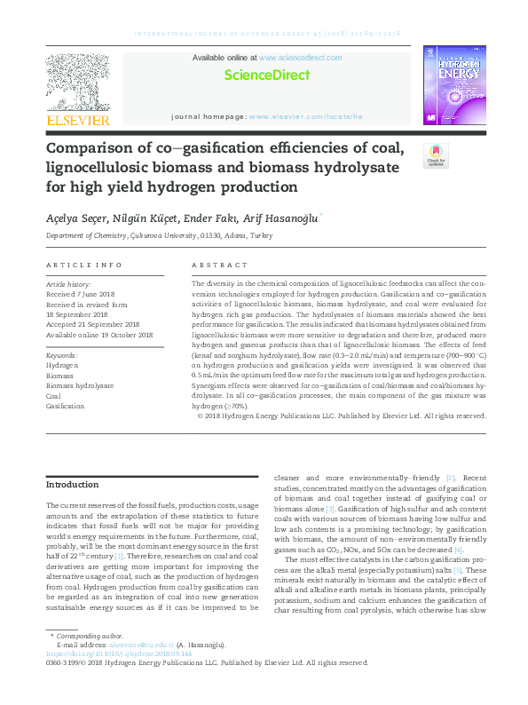 (PDF) Comparison of coegasification efficiencies of coal ...