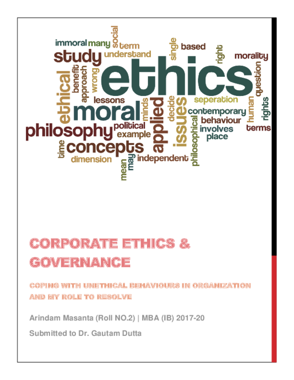 (PDF) CORPORATE ETHICS & GOVERNANCE COPING WITH UNETHICAL BEHAVIOURS IN ...