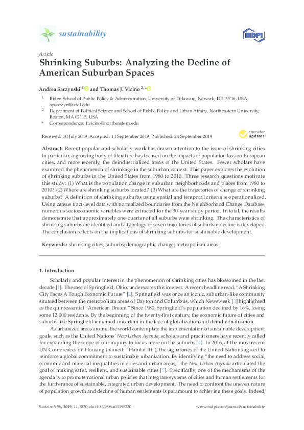 (PDF) Shrinking Suburbs: Analyzing the Decline of American Suburban Spaces