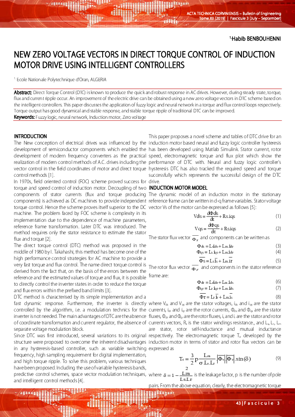 (PDF) NEW ZERO VOLTAGE VECTORS IN DIRECT TORQUE CONTROL OF INDUCTION ...