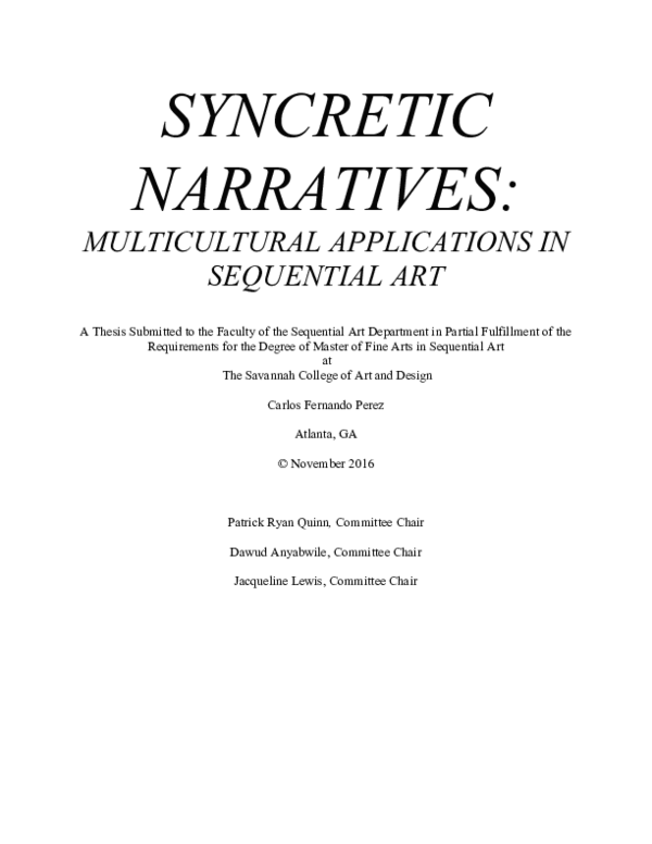 (PDF) SYNCRETIC NARRATIVES: MULTICULTURAL APPLICATIONS IN SEQUENTIAL ART