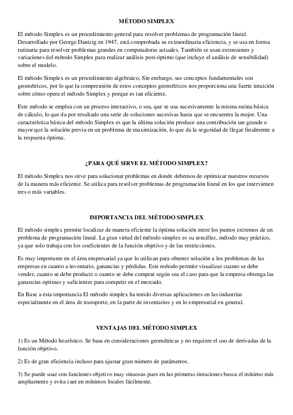 (DOC) MÉTODO SIMPLEX