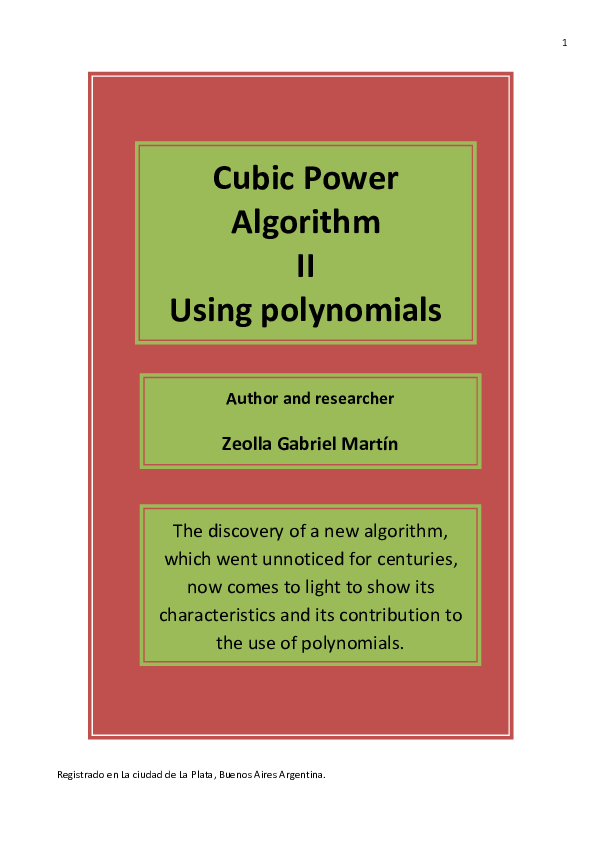 (PDF) Cubic Power Algorithm II, using polynomials.