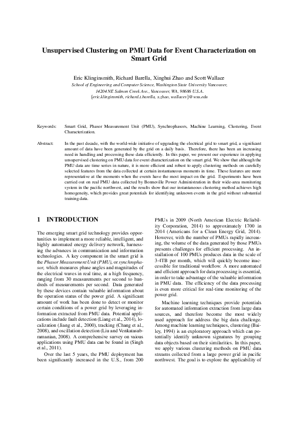 Pdf Unsupervised Clustering On Pmu Data For Event Characterization On