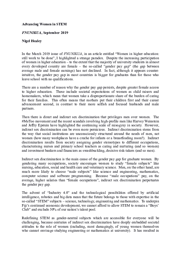 (DOC) Advancing women in STEM