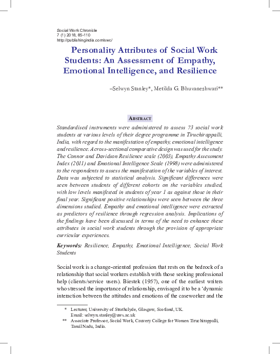 (PDF) Personality Attributes of Social Work Students: An Assessment of ...