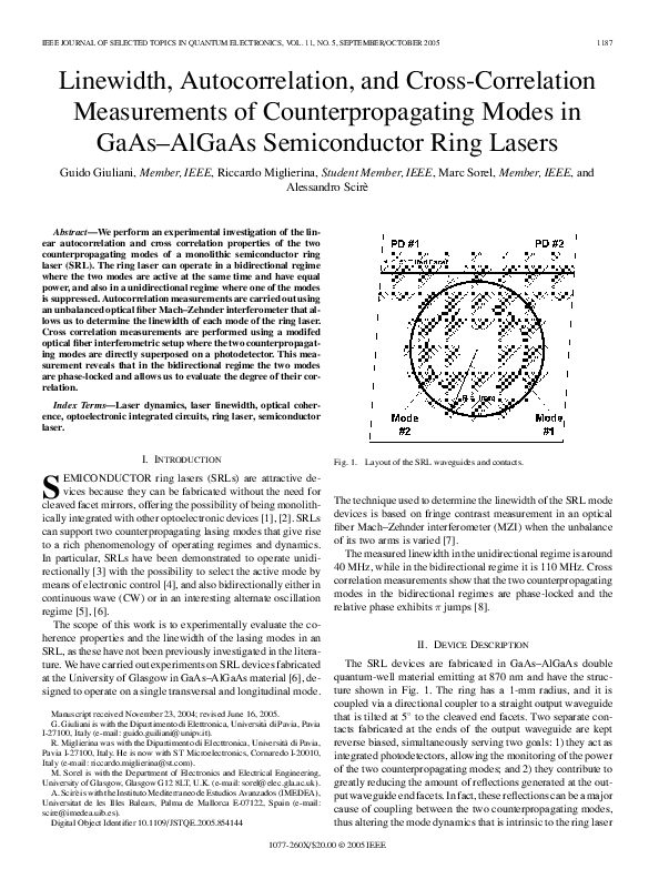 (PDF) Linewidth, autocorrelation, and cross-correlation measurements of ...