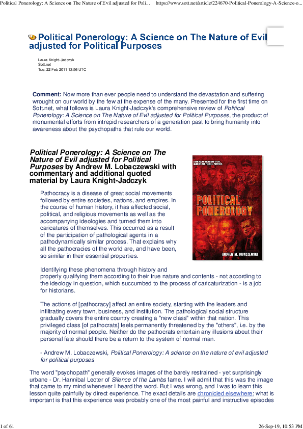 (PDF) Political Ponerology A Science on The Nature of Evil adjusted for ...