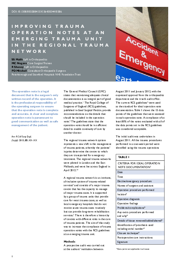 (PDF) Malik, S., Nogaro, M.-C., Shenoy, R., Mitchell, P.D. (2013 ...