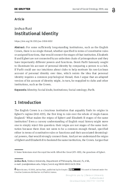 (PDF) Institutional identity
