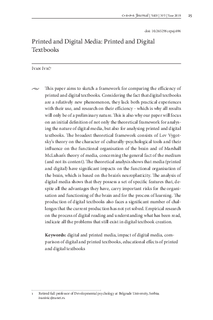 (PDF) Printed and Digital Media: Printed and Digital Textbooks