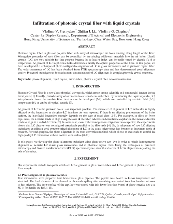 (PDF) Infiltration of photonic crystal fiber with liquid crystals