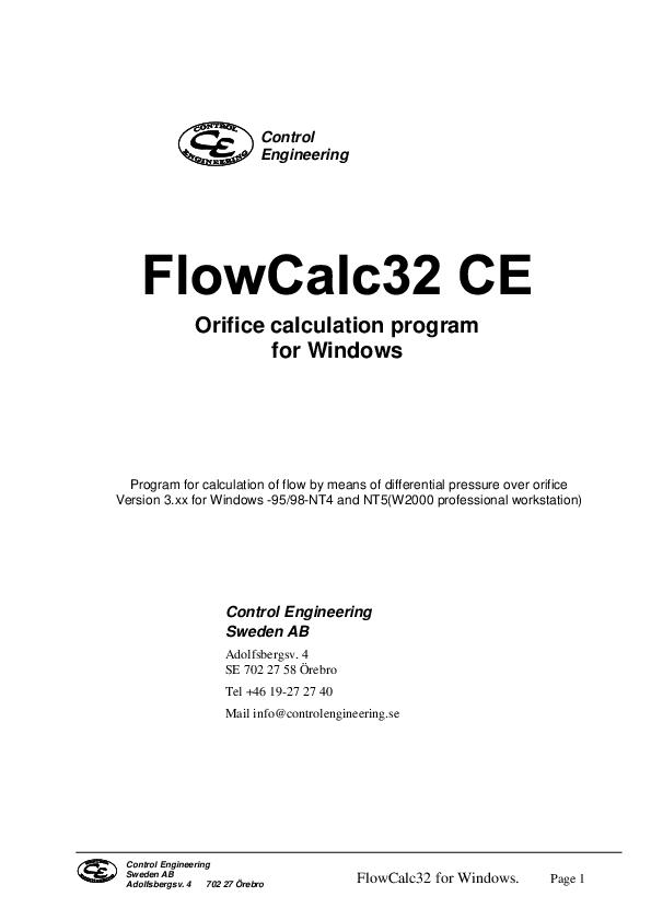 (PDF) FlowCalc32 for Windows. Orifice calculation program for Windows ...