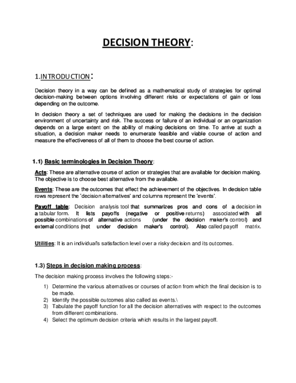 (PDF) DECISION THEORY