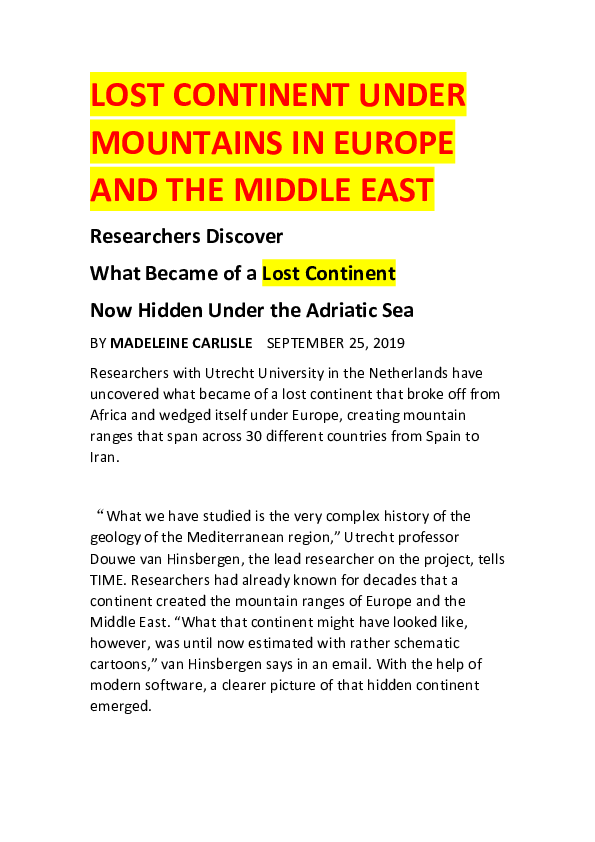 (DOC) LOST CONTINENT UNDER MOUNTAINS IN EUROPE AND THE MIDDLE EAST ...