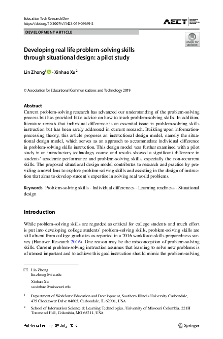 (PDF) Developing real life problem-solving skills through situational ...
