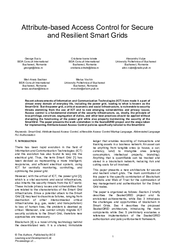 Pdf Attribute Based Access Control For Secure And Resilient Smart Grids