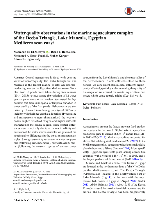 (PDF) Water quality observations in the marine aquaculture complex of ...