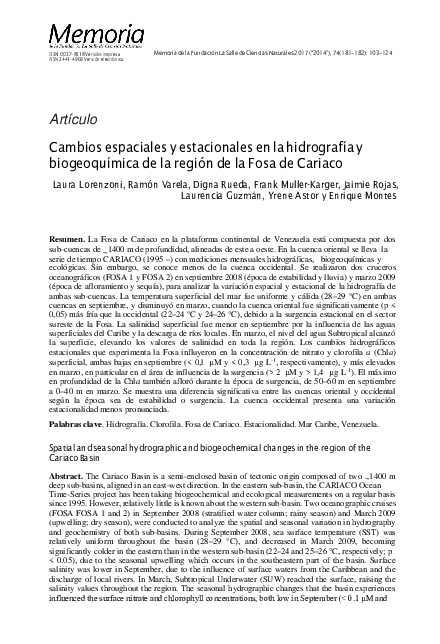(PDF) Cambios espaciales y estacionales en la hidrografía y ...