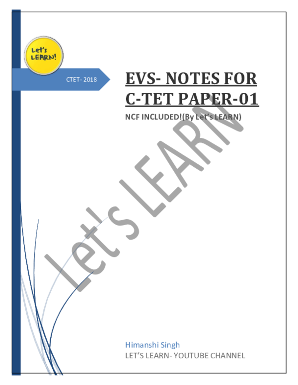 (PDF) C-TET Paper-01 EVS Preparation Notes