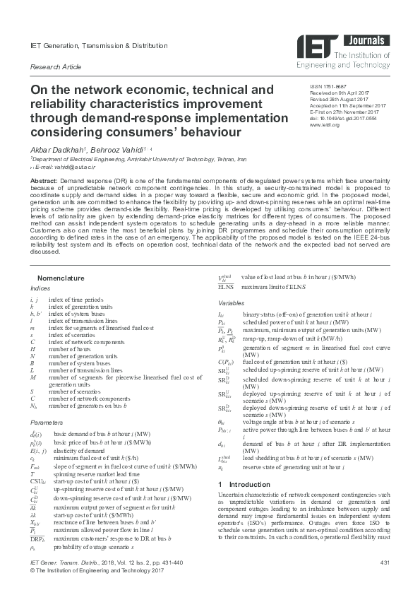 (PDF) On the network economic, technical and reliability ...